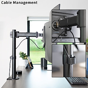 VIVO Single 13 to 32 inch Computer Monitor Desk Mount, Short Adjustable Arm, VESA Stand for 1 Screen, Max VESA 100x100, Black, STAND-V001E
