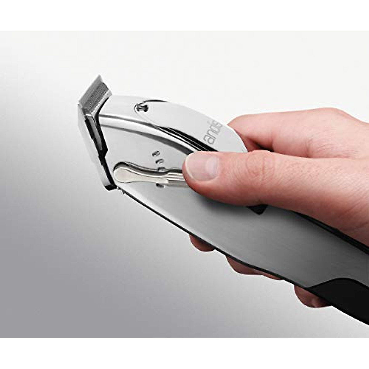 Andis 12470 Professional Master Corded/Cordless Hair & Beard Trimmer, Adjustable Carbon Steel Blade Hair Clipper for Close Cutting, Chrome, Silver - 5 Piece Set