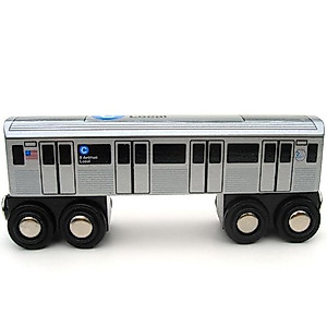 MUNI PALS Munipals New York City Subway Wooden Railway (B Division) C Train/8 Avenue Local–Child Safe and Tested Wood Toy Train