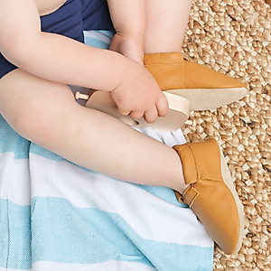 BirdRock Baby Fringeless Moccasins - Genuine Leather Boys and Girls Shoes for Newborns, Infants, Babies, & Toddlers (Classic Brown, US 5.5)