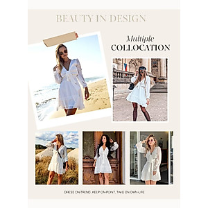 Dokotoo Womens Ladies Summer Ruffle Elegant Long Sleeve Empire Waist Tie Knot Cute Chiffon Boho Beach Bohemian Tunic Swing A Line Mini Short Skater Dresses 2025 Party Dresses for Women Apricot M