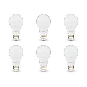 Amazon Basics A19 LED Light Bulbs, 60 Watt Equivalent, Energy Efficient 9W, E26 Standard Base, Daylight White 5000K, Dimmable, 10,000 Hour Lifetime , 6-Pack