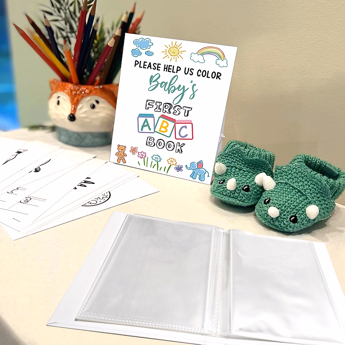 Baby's First ABC Book Baby Shower Activity Keepsake Game, ABC Coloring Baby Shower Guest Book Alternative, Baby's First Alphabet Coloring Book, Alphabet A to Z Coloring Pages