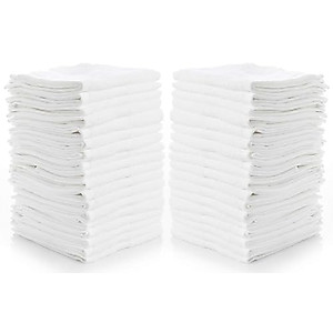 SupremePlus 100% Cotton Wash Cloths – 12x12 Inches Washcloths – Soft, Face and Body Towels, Highly Absorbent Towels for Bathroom, Hand, Kitchen and Cleaning (48-Pack)