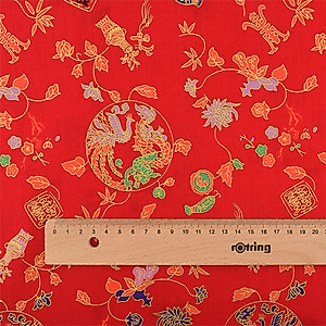 Hanjunzhao Red Bronzing Reactive Dyes Print Quilting Fabric Fat Quarters Bundles for Sewing, 18x22 inches