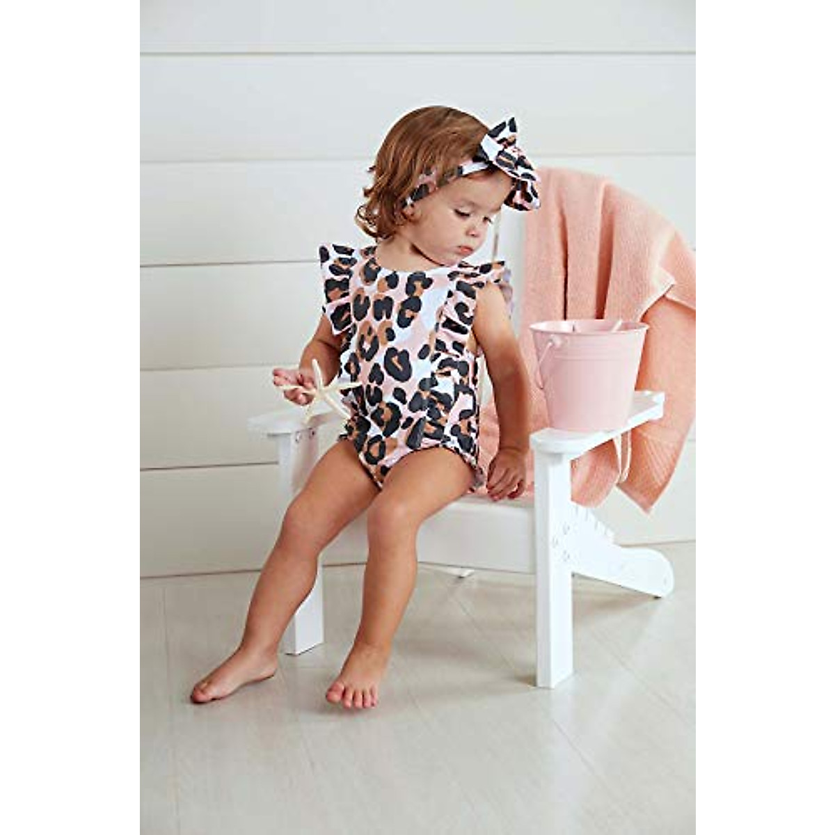 Mud Pie baby girls LEOPARD SWIMSUIT AND HEADBAND, Pink, 12-18 Months US