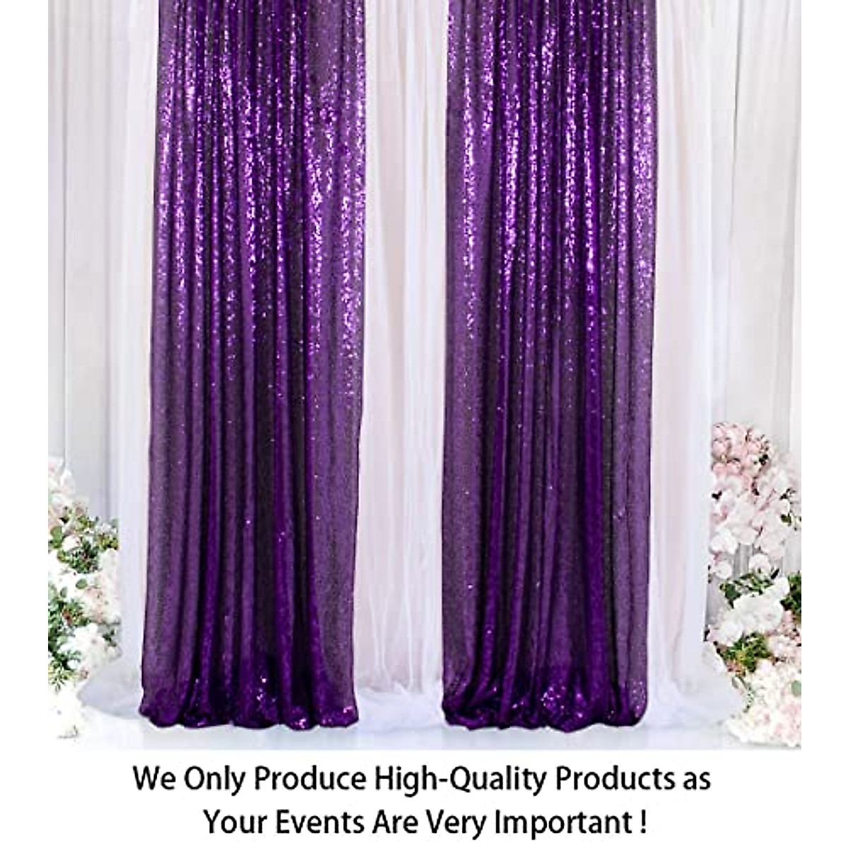 Sequin Curtains 2 Panels Purple 2FTx8FT Sequin Photo Backdrop Royal Purple Sequin Backdrop Curtain Pack of 2-1011E