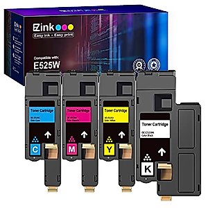 E-Z Ink (TM Compatible Toner Cartridge Replacement for Dell E525W E525 525w to use with E525w Wireless Color Printer for 593-BBJX 593-BBJU 593-BBJV 593-BBJW (Black Cyan Magenta Yellow, 4 Pack)