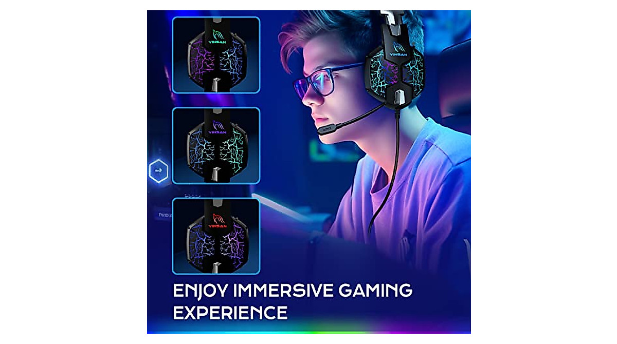 YINSAN Gaming Headset - Surround Sound & Noise-Cancelling
