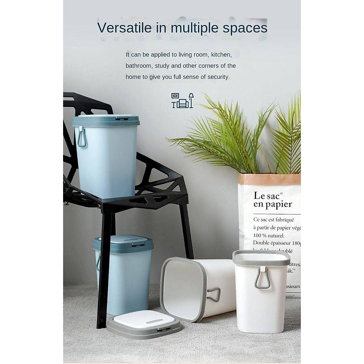 NA Push-Type Household Trash can Living Room Bathroom Kitchen Bedroom Office 8L 13L