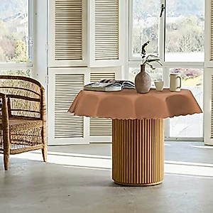 Brite Tools Premium Leather Splat Mat Under High Chair 52” Anti-Slip Bonded Suede Backing Wipeable Waterproof Stain Spill Resistant Floor Cover Portable Baby Drop Table Cloth Blanket (Brown (Round))