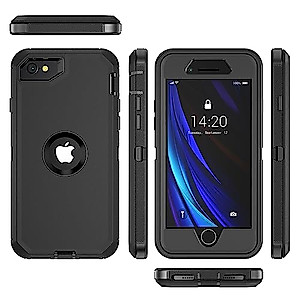 jaroco for iPhone SE Case 2022/2020,iPhone 8/7 [Shockproof] [Dropproof] [Military Grade Drop Tested] with Non-Slip Removable Heavy Duty Full Body Phone Case 4.7 Inch-Black