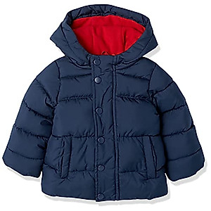 Amazon Essentials Baby Boys' Heavyweight Hooded Puffer Jacket, Navy, 18 Months