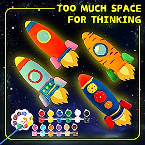 Paint Your Own Rocket Lamp Kit, DIY Rocket Night Light, Arts and Crafts Supplies Kit for Kids, Arts and Crafts Activities for Toddler Boys Girls Toddler, Creativity Paint Kit for Kids Ages 4-8,8-12