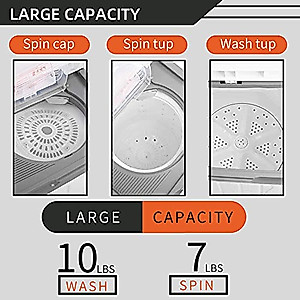 CL.Store Twin Tub Mini Portable Clothes Washing Machine Portable Washing Machine 17lbs Capacity Compact Washer(10lbs) and Spin Dryer Combo (7lbs) for Apartment, Dorm, RV-Camping (White)