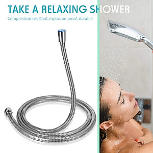 Mimorou 79 Inch Stainless Steel Shower Hose with Adjustable Shower Arm Holder Shower Head Holder Replacement Shower Hose Head Holder for Wall Adjustable Shower Head Replacement (Silver Holder)