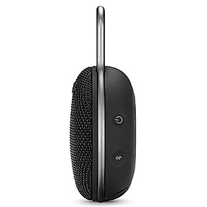JBL Clip 3 Portable IPX7 Waterproof Wireless Bluetooth Speaker with Built-in Carabiner, Noise-Canceling Speakerphone and Microphone, Black (Renewed)