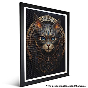 Ginfonr DIY 5D Diamond Art Kits for Adults, Tribal Cat Diamond Painting for Adults, Diamond Art Animal Full Drill, Diamond Art Kits Embroidery Rhinestone Craft for Home Wall Decor 12 * 16 Inch