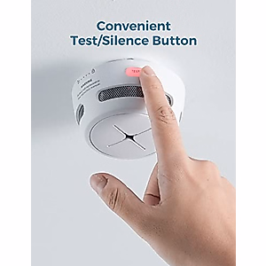 Smoke Detector 10-Year Battery with Test/Silence Button, AEGISLINK Fire Alarm with Photoelectric Sensor, Low Battery Warning, S500 (Independent, 1-Pack)