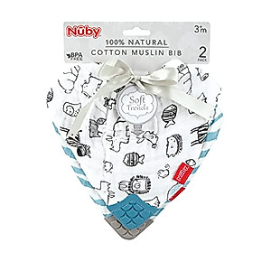 Nuby 100% Natural Cotton Muslin Bib, Zoo