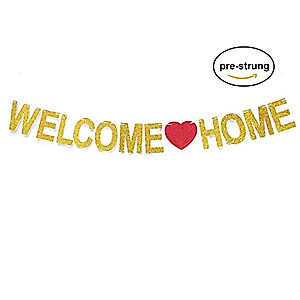 GZFY Welcome Home Banner Gold Glitter Banner for Home Decoration Family Party Welcome Home Decoration Welcome Home Sign