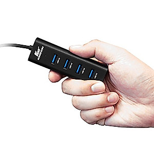 Kingwin USB Hub 4 Port USB 3.0 Data Hub Aluminum for Mobile SSD, MacBook, Mac Pro/Mini, iMac, Chromebook, Surface Pro, USB Flash Drives, Notebook PC, XPS, and More (KWZ-400-BK)