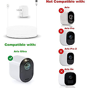 Taken 10ft/3m Arlo Ultra Cable, Weatherproof Outdoor/Indoor Magnetic Charging Cable and Power Adapter for Arlo Ultra, Ultra 2, Arlo Pro 3, Pro 4 (NOT for Arlo Essential Spotlight) - 2 Pack, White