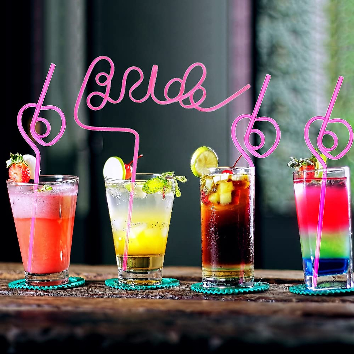 12 Pcs Reusable Bride Straws Bride Heart Shape Plastic Straws Bride to Be Straws for Bachelorette Bridal Shower Wedding Engagement Party Decorations Supplies