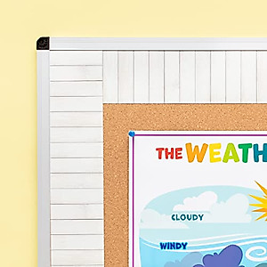 Youngever 52.5 ft Bulletin Board Borders for Classroom Decoration, White Wood Style Straight Border Trim