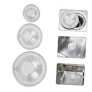 Generic 3pcs Drain Filter Stainless Steel Sink Bath Tub Filter Tub Drain Covers for Bathtubs Bathtub Filter Home Sink Strainer Sink Basket Stopper Kitchen Sink Drain Slag Separator Metal