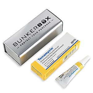 TERRAMYCIN + BUNKERBOX |Antibiotic Eye Ointment w/ Metal Box Bundle - 3.5g Tube | Infection Treatment for Dogs, Kittens, & Horses Shipped in Metal Box
