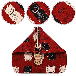 TENDYCOCO Women Wallet Lucky Cat Printed Coin Purse Magnetic Buckle Cotton Pouch Japanese Style Wallet