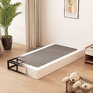 Husleephu Twin Box Spring, 9 Inch High Profile Metal Box Spring Twin Bed Base with Fabric Cover, Sturdy Mattress Foundation, Easy Assembly, Noise Free, Black