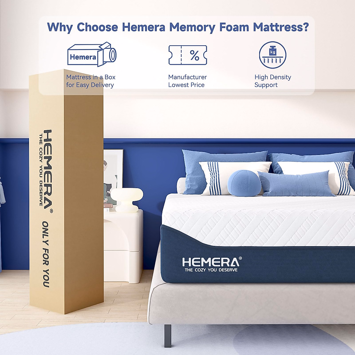 HEMERA Full Mattress, 12 Inch Green Tea Cooling Gel Memory Foam Mattress Full, Bed Mattress in a Box CertiPUR-US Certified, Supportive & Fiberglass Free, Washable Cover, Medium Firm, 75"*54"
