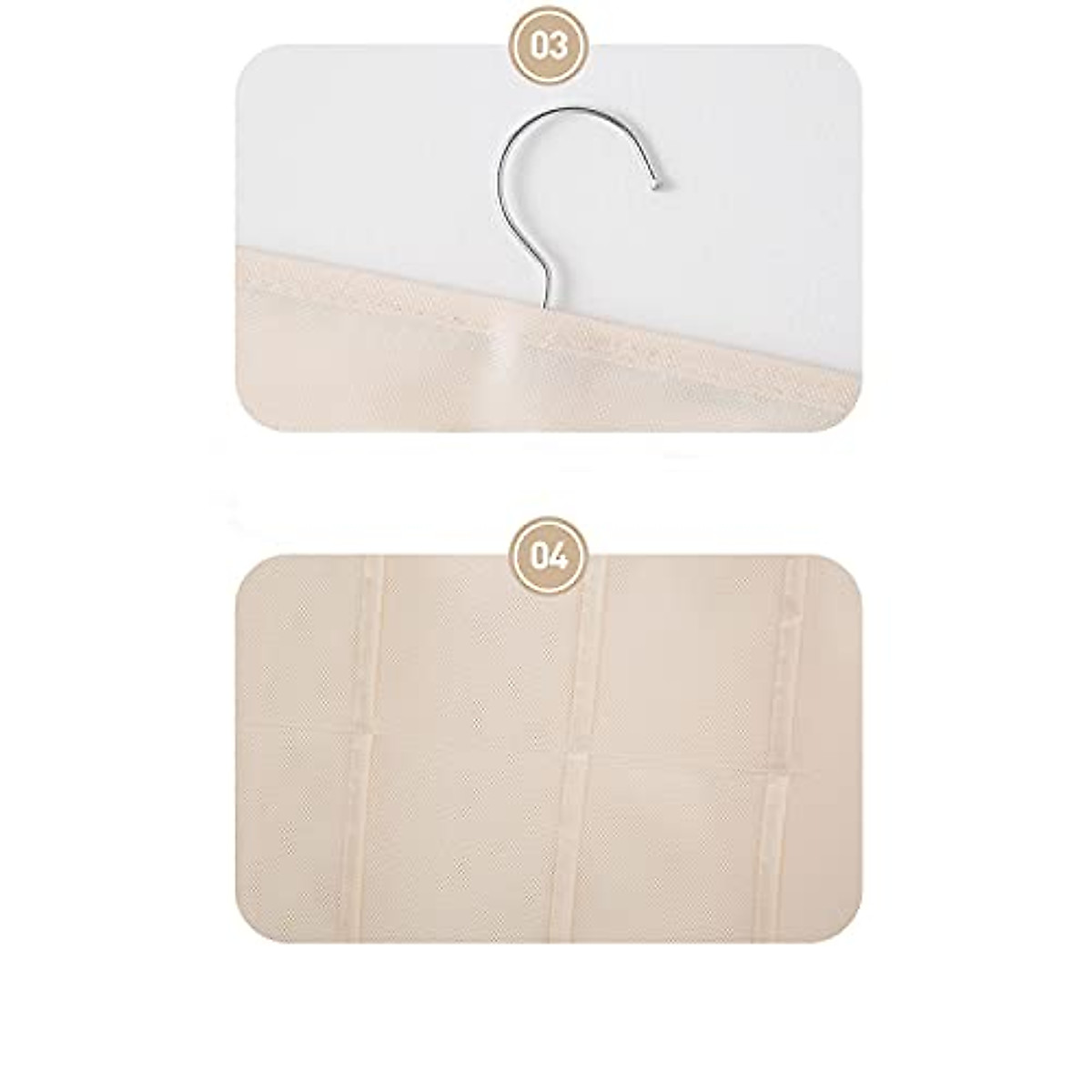 YUNZSXJY Bra organizers hanging bra storage bra hanger Double Sided with Pockets,Space Saving closet organzier for Bra underwear Clothes Socks wardrobe (Beige, 2PCS 6+6 Pockets)