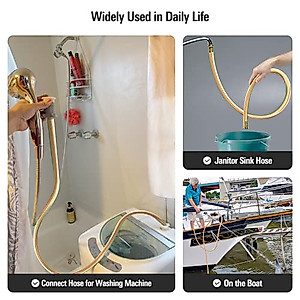 Solution4Patio Homes Garden 3/4 in. x 5 ft. Short Hose Yellow Lead-in Hose Male/Female High Water Pressure Solid Brass Fittings for Water Softener, Dehumidifier, Vehicle Water Filter 5 Years Warranty