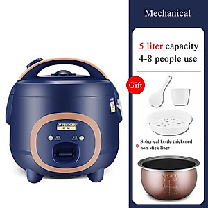 Rice Cooker with Steamer Insert, Blue, Slow Cooker with Keep Warm Function, Steamer, Rice Cooker,Blue-5L
