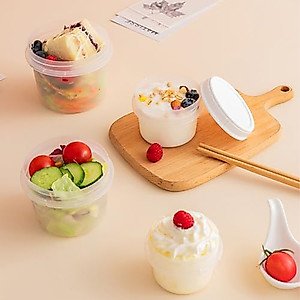 8Pack 13.6oz/400ml Plastic Containers with Twist Top Lids, Airtight Reusable Containers for Leftover Food and Soup, Frozen and Microwave Safe (Mixed Color)