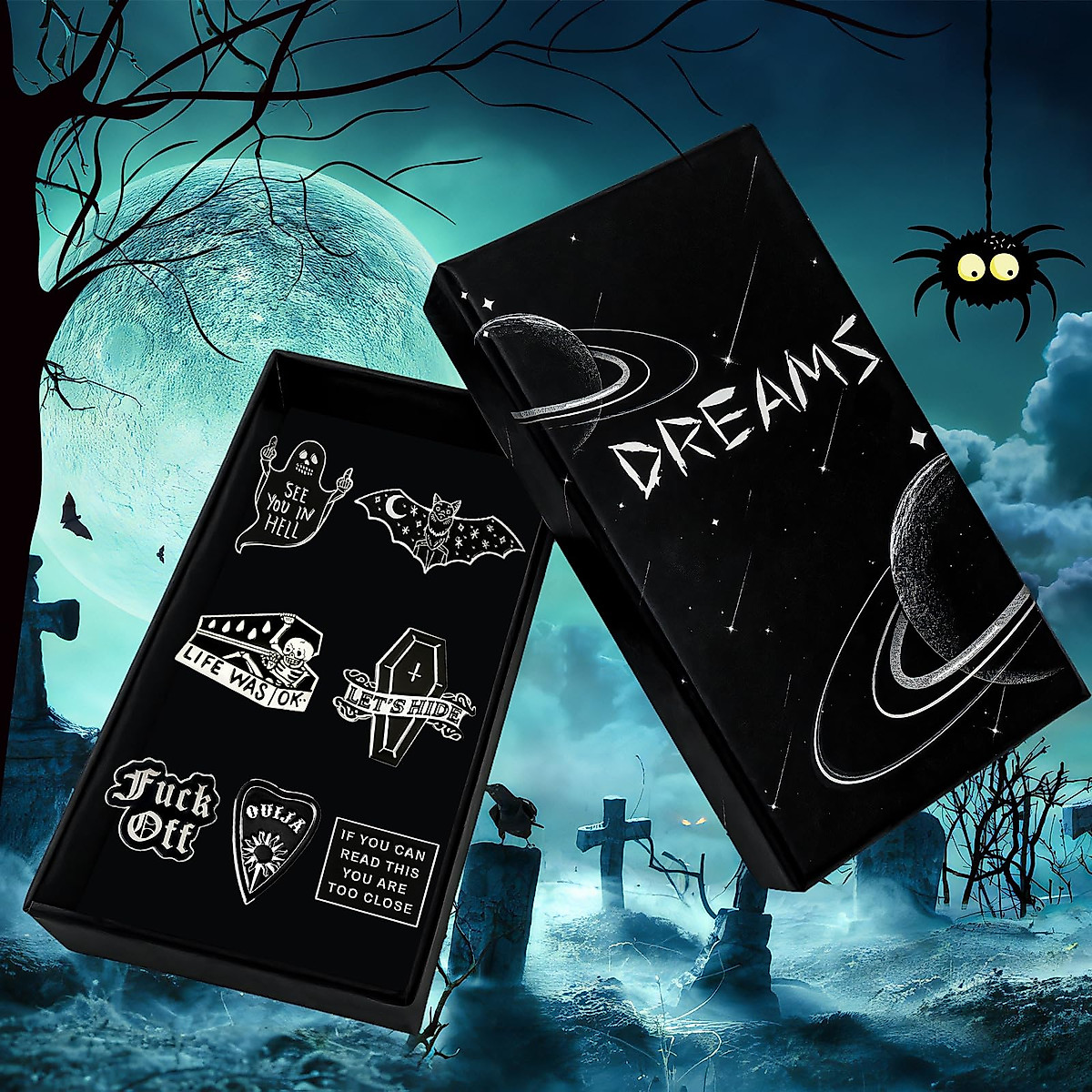 7 Packs Cute Enamel Pins Brooch for Collor Handbag Cap Knapsack Jeans Accessories Collection (Let's Hide)