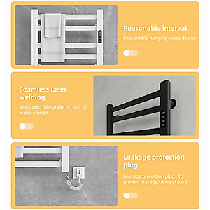 Intelligent Towels Dryer, Wall Mounted Electric Towel Heater with 5 Heating Rods, Timing, Voice Control, Aluminum, Leakage Protection, for Bathroom, Kitchen, Save Space(Color:B)