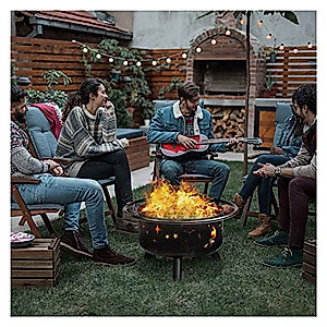 LIUXUEFE Outdoor Fire Pit, 30-inch wo-od-Burning Steel Grill, Fire Pit Bowl with Mesh Fire Pits, Fireplace Suitable for Backyard Camping and Picnic