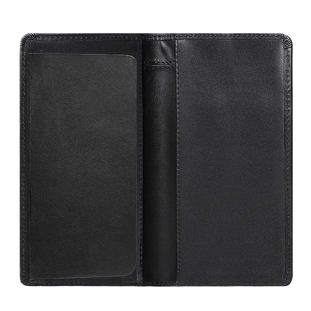 LLi Cufite Italian Calfskin Genuine Leather Checkbook Cover Deluxe Minimalist with Plastic Insert Flap Pen Loop & Strap for Men Women