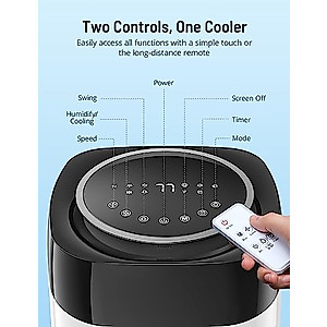 Paris Rhône Evaporative Air Cooler, 3-in-1 Portable Air Conditioners, Air Conditioner Portable for Room, Windowless AC Fan with Remote,120° Oscillation, 3 Wind Speeds, Swamp Cooler for Bedroom Office