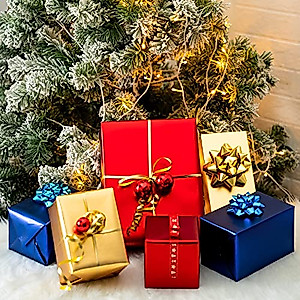 MAYPLUSS Wrapping Paper Roll - Mini Roll - 17 inch X 120 inch Per roll - Solid Matte Gold/Red/Blue Design (42.3 sq.ft.ttl)