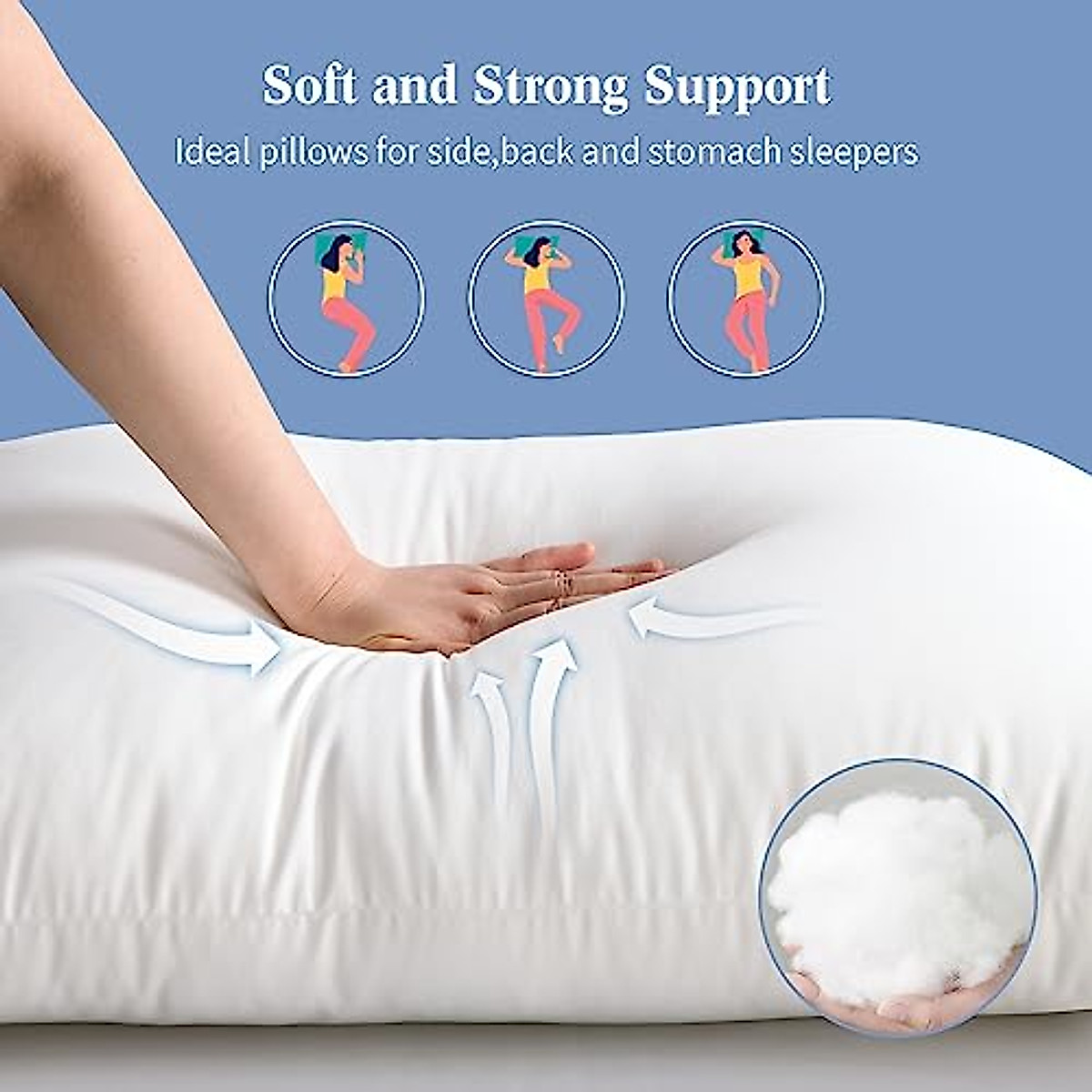 Sherwood Hotel Collection Bed Pillows for Sleeping 2 Pack Queen Size, Soft Microfiber Cover and 3D Super Soft Down Alternative Filled White Pillows, 20x28 Inches
