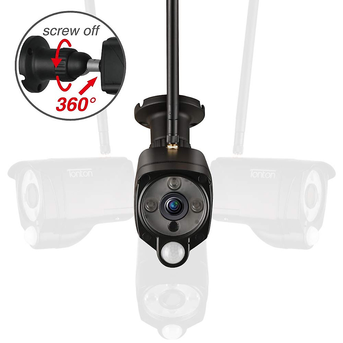Tonton [Add -on IP Camera] 1080P Full HD 2MP Wireless IP Network Camera,Metal Housing,Waterproof Outdoor Indoor Security Camera with PIR Sensor,2 Way Audio, Only Suitable 8/10CH NVR (Black)