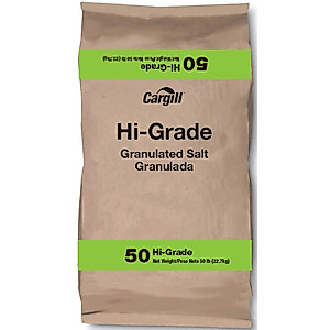 Cargill Sodium Chloride Hi Grade Granulated Salt [NaCl] [CAS_7647-14-5] White crystalline Solid (50 Lbs Bag) by Wintersun Chemical_AB