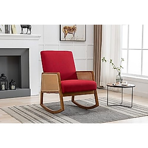 Accent Chair Red, Linen Chair Armchair Comfy Modern Home Furniture for Living Room 25.59" Lx33.86 Wx37.80 H