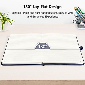 RETTACY Lined Journal Notebook Hardcover 2 Pack - A5 Business Journal with 376 Numbered Pages,100gsm Thick Paper 5.75'' × 8.38''