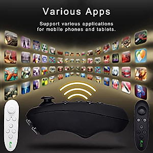 Wireless VR Controller for Phones Compatible with iOS/Android, Joystick Remote for Tiktok Support iPhone/iPad/Android Phones/Tablet Laptops to Control Music Video, Selfie, Mouse, E-Book (Upgrade)